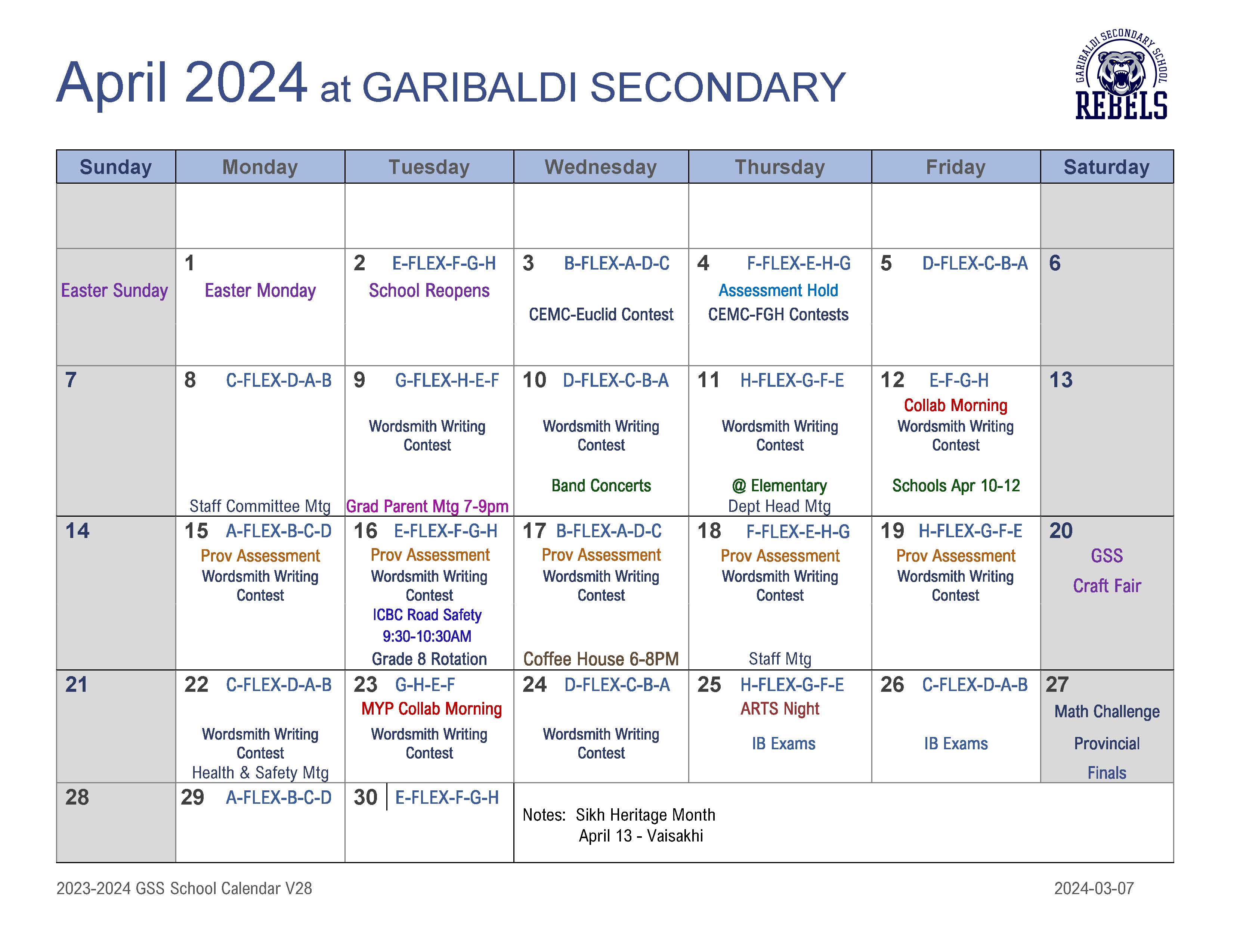 GSS Calendar