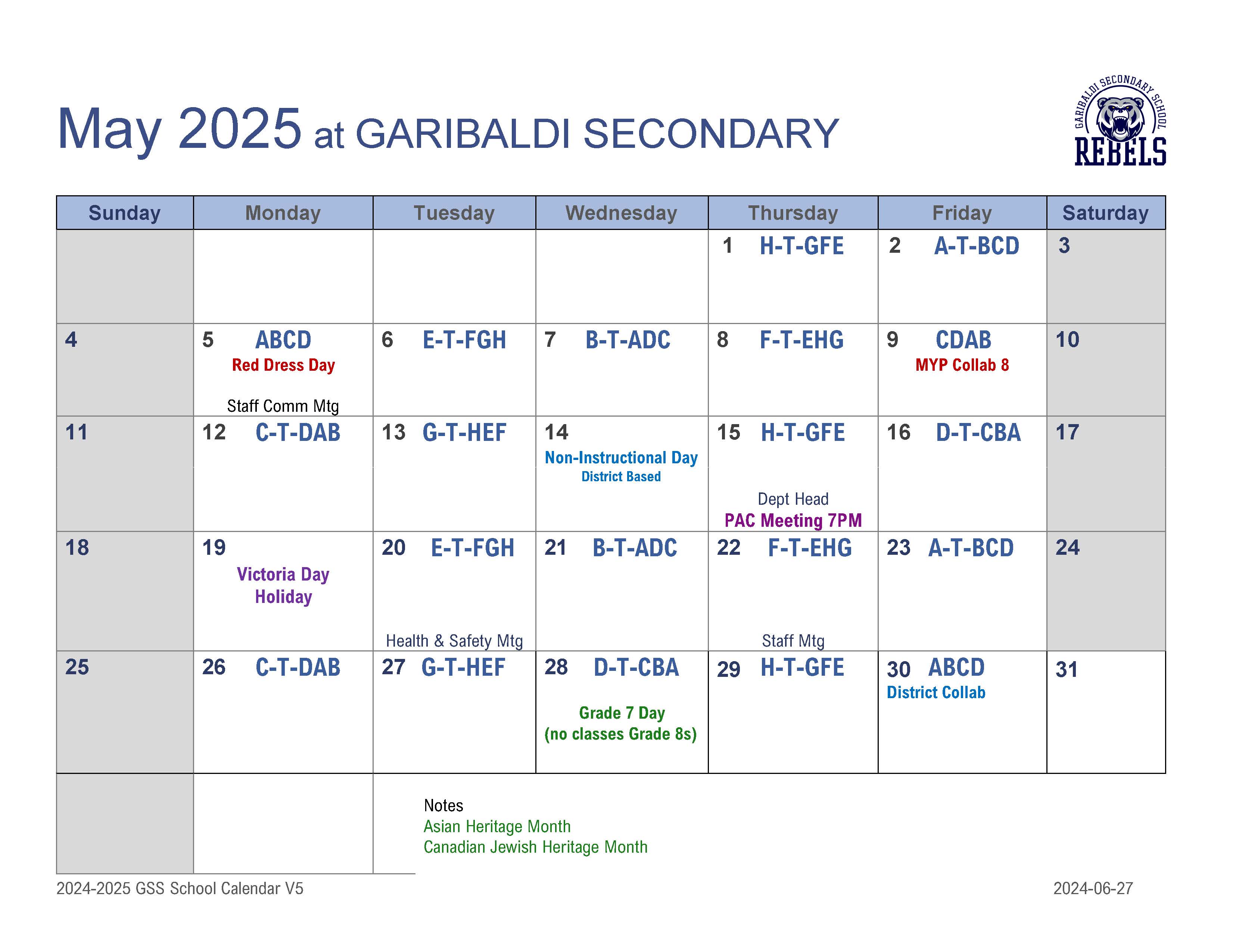 GSS Calendar